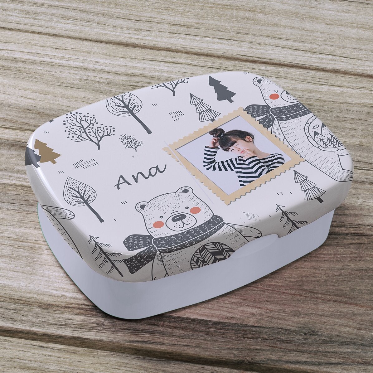 Lunch box personalizat cu text și poză - Teddy bear | StarGift.ro