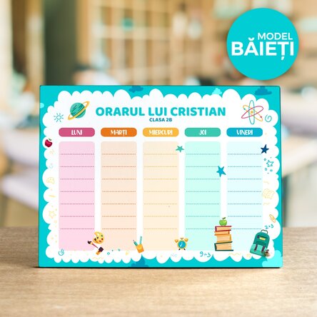 Ramă foto de birou personalizată - Orar model albastru | StarGift.ro